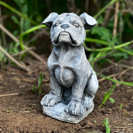 Sitting Boxer Puppy Figurine Massive Dog Memorial Figure Outdoor Garden ...